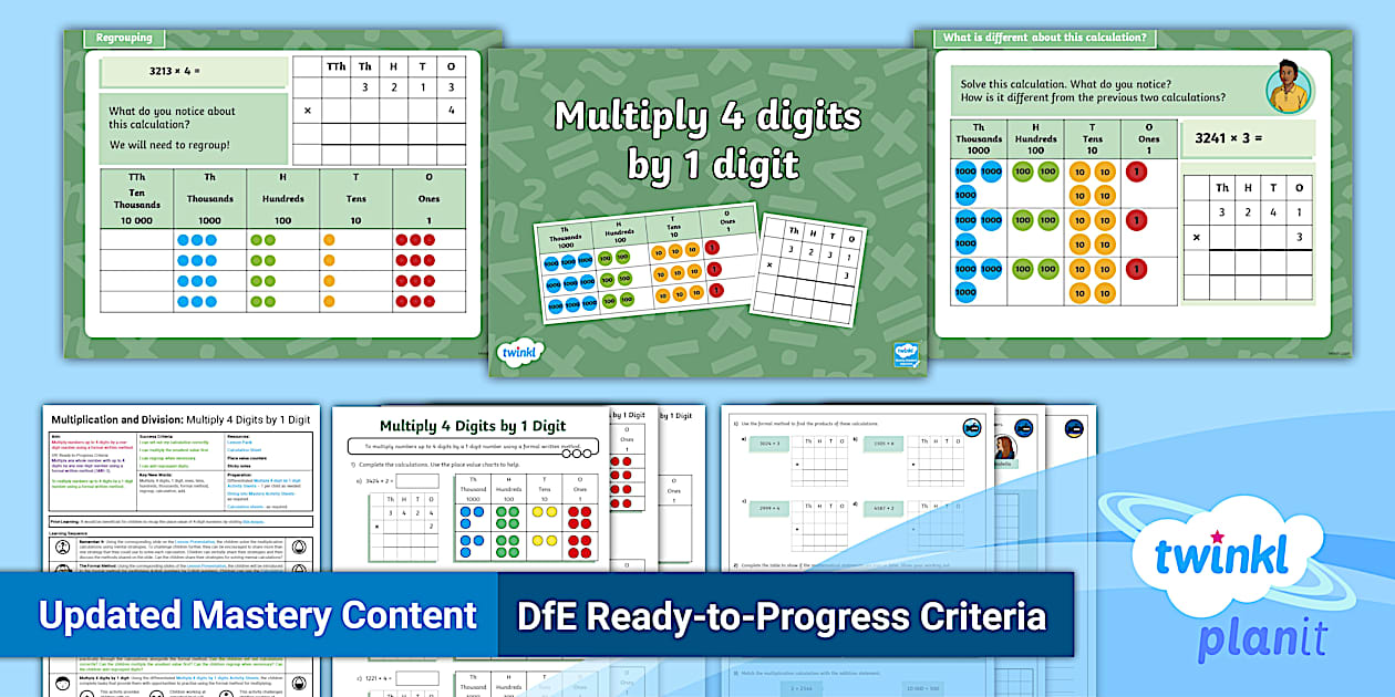 Y5 Multiply 4-digit numbers by 1-digit numbers PlanIt Maths 2