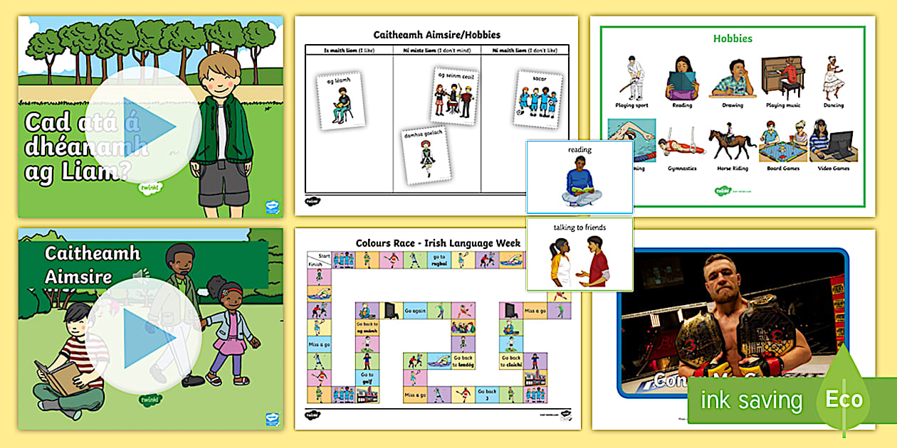 'Caitheamh Aimsire/Hobbies' Gaeilge & English Language Resource Pack