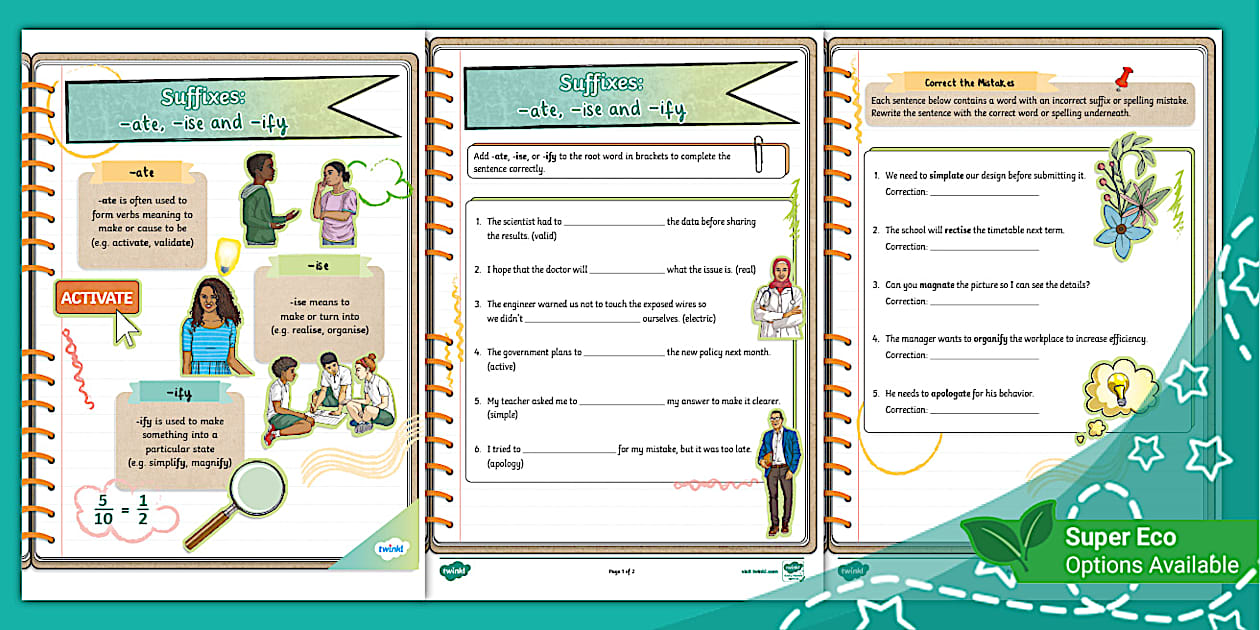 Suffixes:-ate, -ise and -ify (Ages 9 - 11)