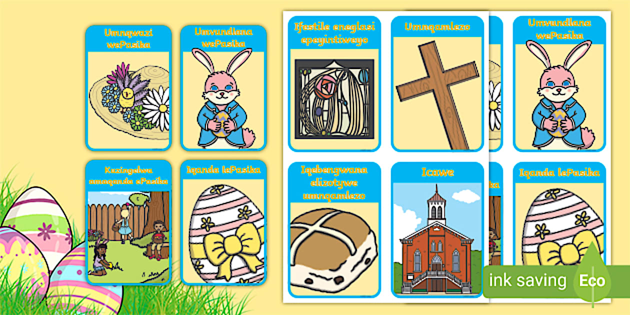 Amakhadi ePasika - isiXhosa Easter Printable Flashcards