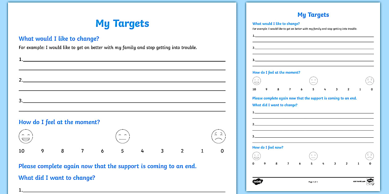 Setting Goals for Young People and Families Worksheet