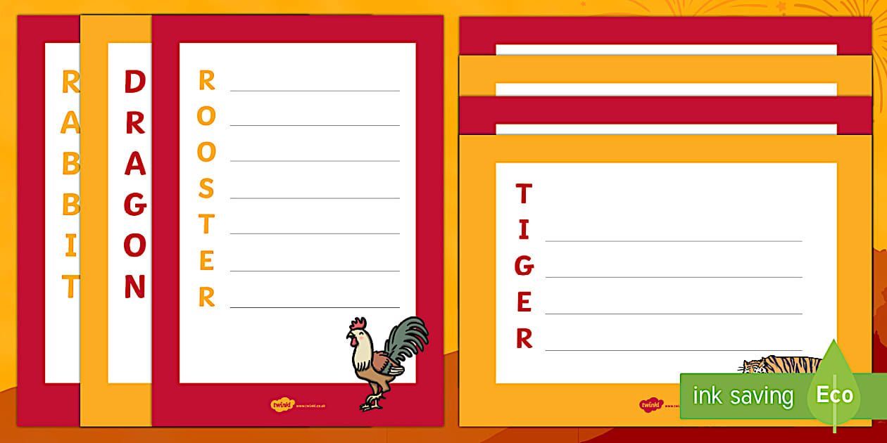 Chinese New Year Animals Acrostic Poem (teacher made)