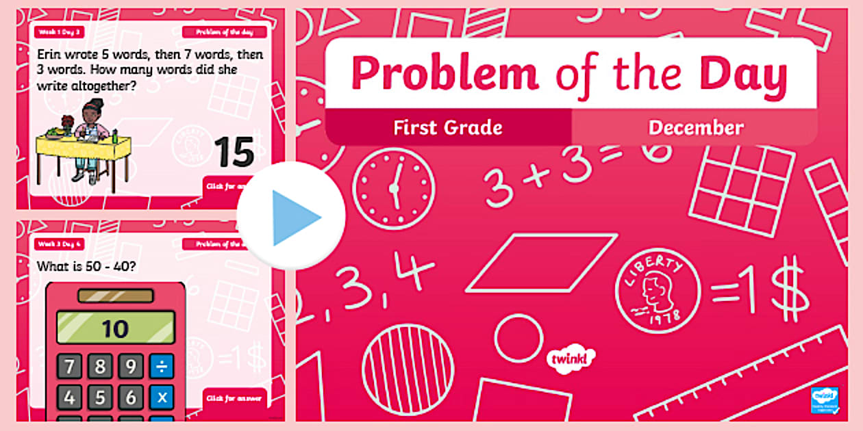 First Grade Math Problem of the Day - December PowerPoint