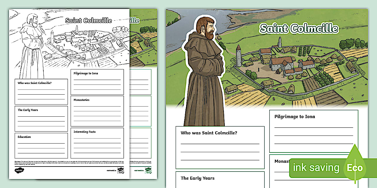 Saint Colmcille Fact File Template (teacher made) - Twinkl
