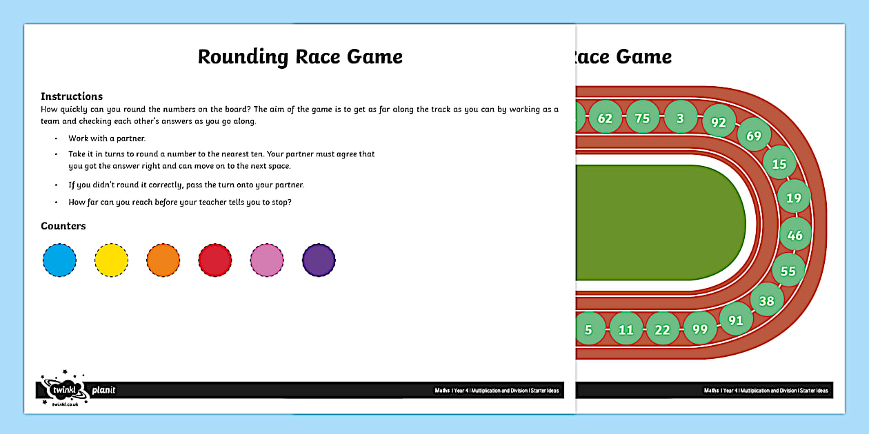 Rounding Race CfE Second Level Board Game (teacher made)