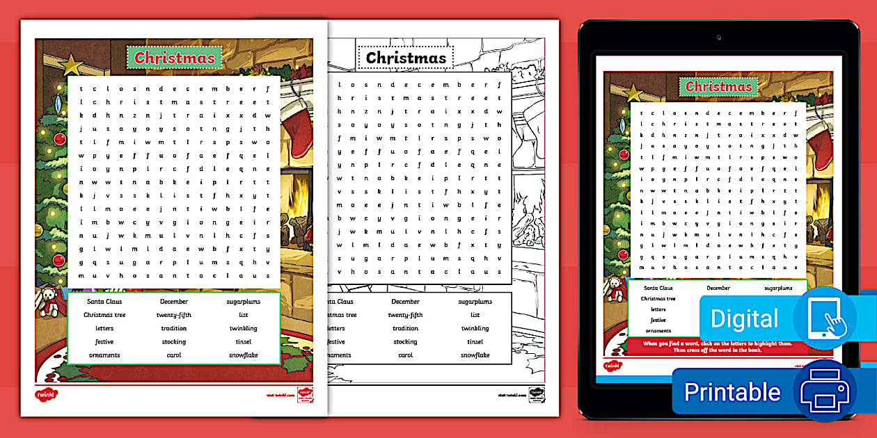 Christmas Word Search Printable | ELA | Twinkl USA - Twinkl