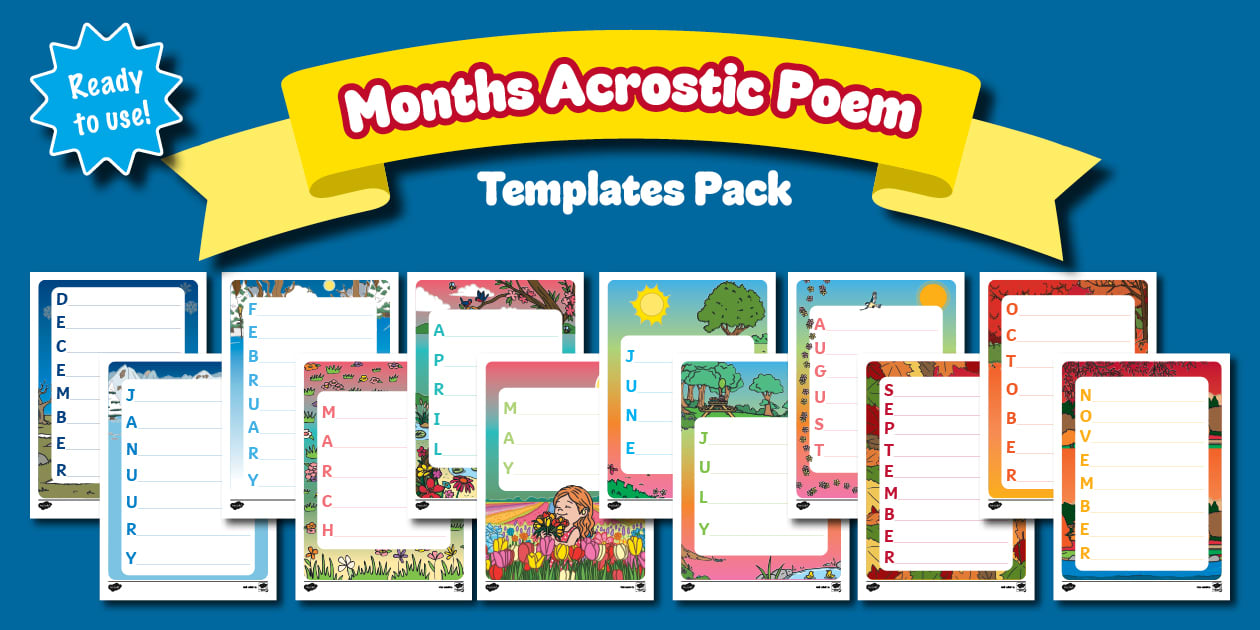 Months Acrostic Poem Templates Pack
