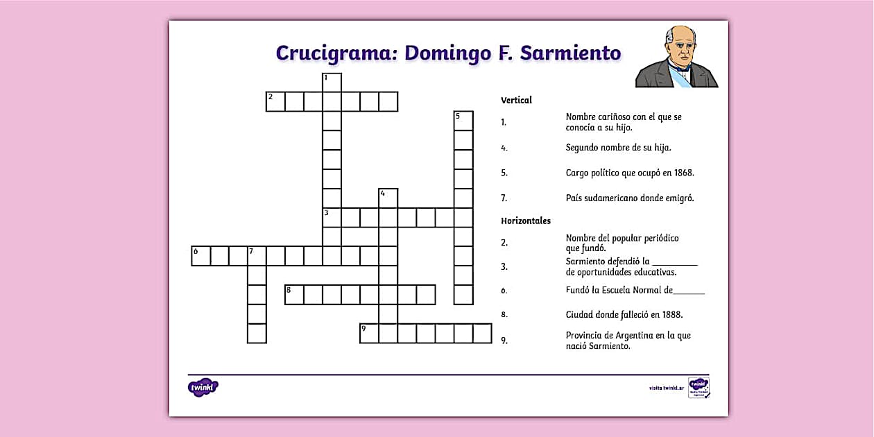 Crucigrama: Domingo F. Sarmiento - Twinkl