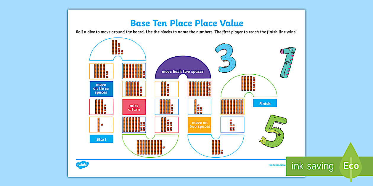 Editable Base Ten Place Value Board Game - Twinkl