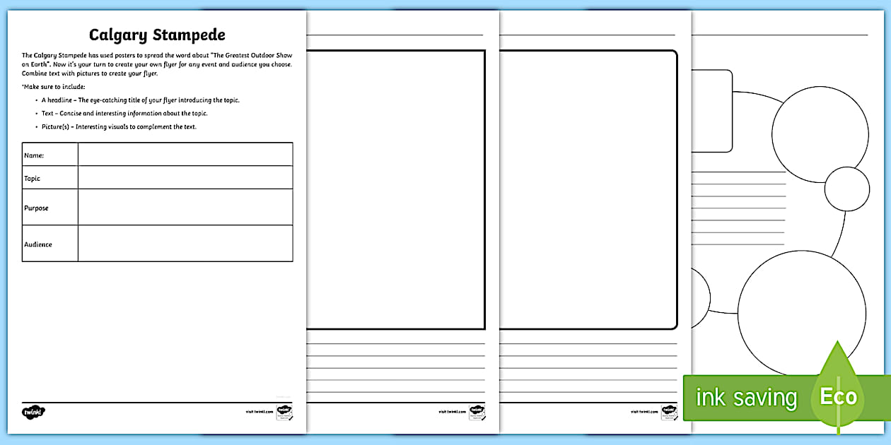 Calgary Stampede Produce Your Own Flyer Worksheet / Worksheet