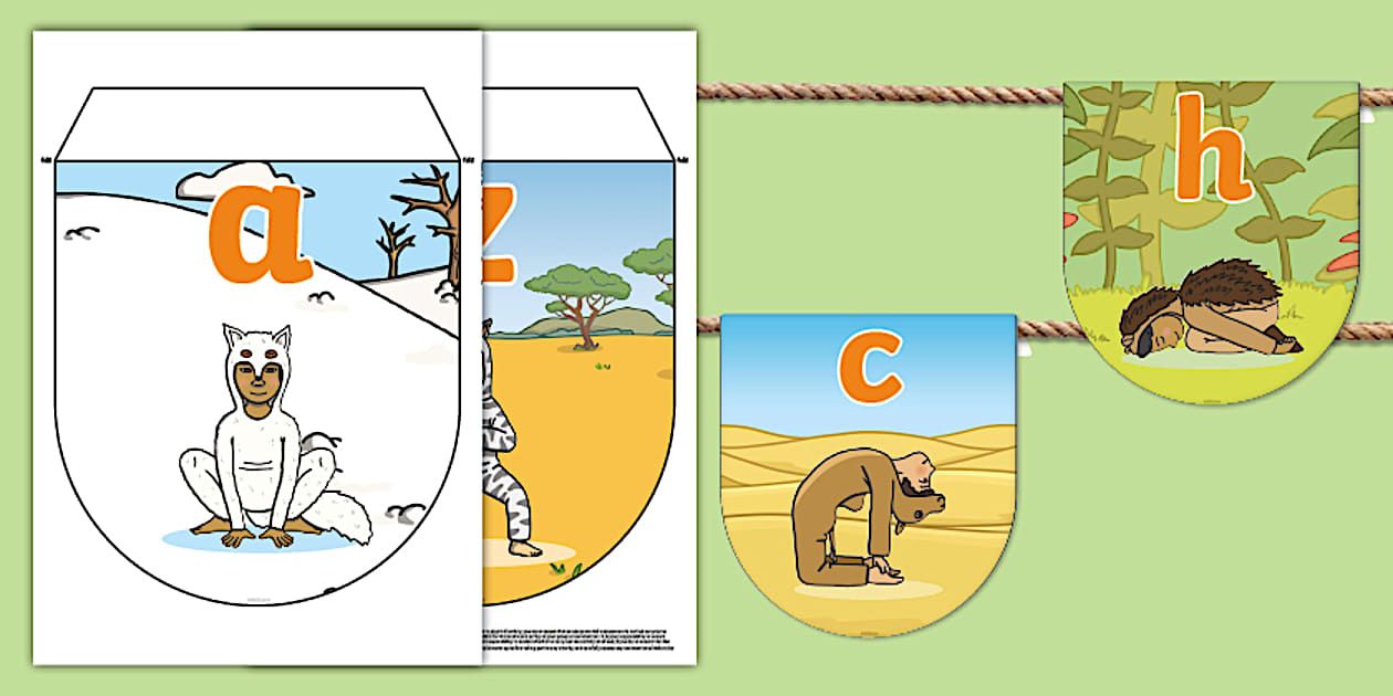 A-Z Animal Alphabet Yoga Bunting | Twinkl Alphabet | Kindergarten