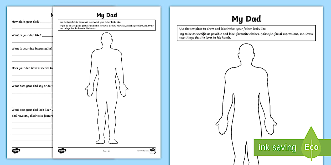 Father's Day Drawing Worksheet | Art for Kids | Teacher-made