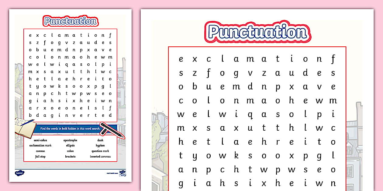 KS2 Punctuation Word Search (teacher made) - Twinkl