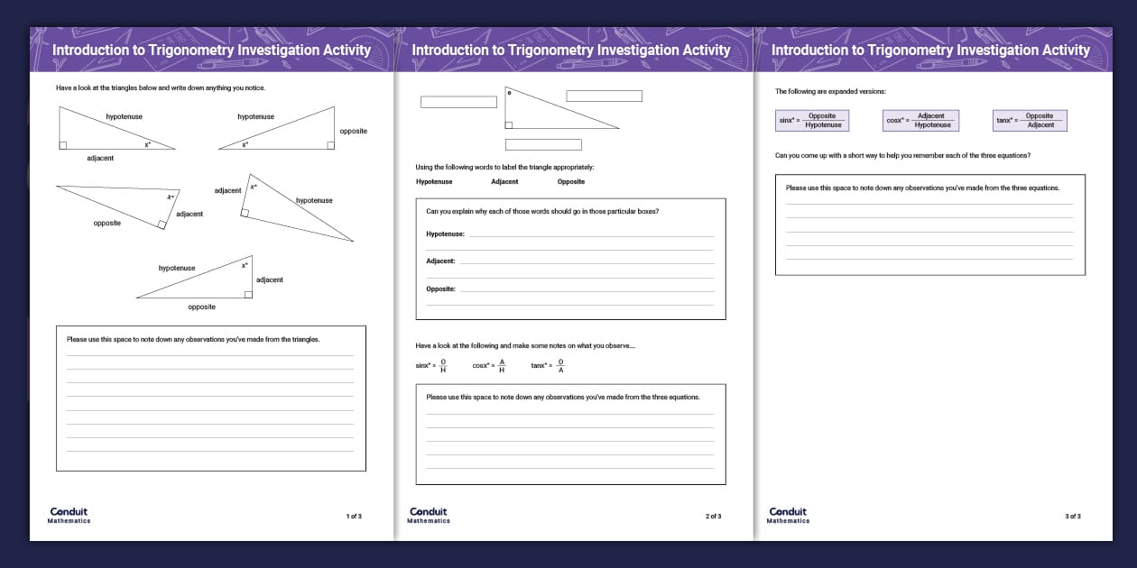 Introduction to Trigonometry Investigation Activity - Twinkl