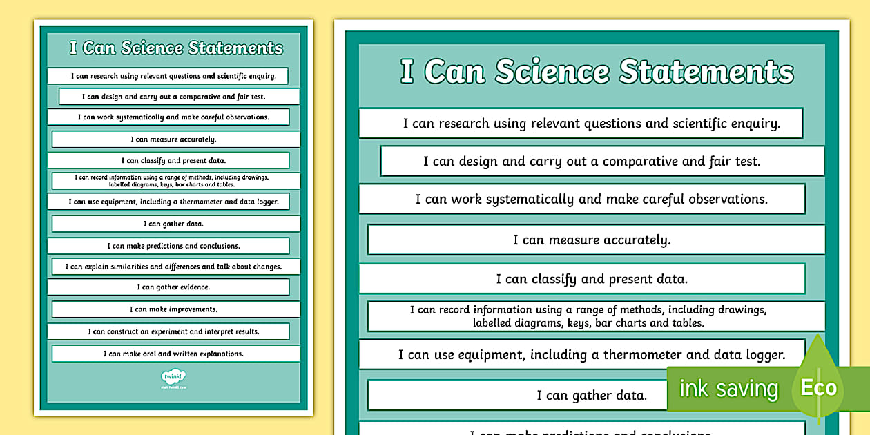 LKS2 I Can Science Statements Display Poster - Twinkl