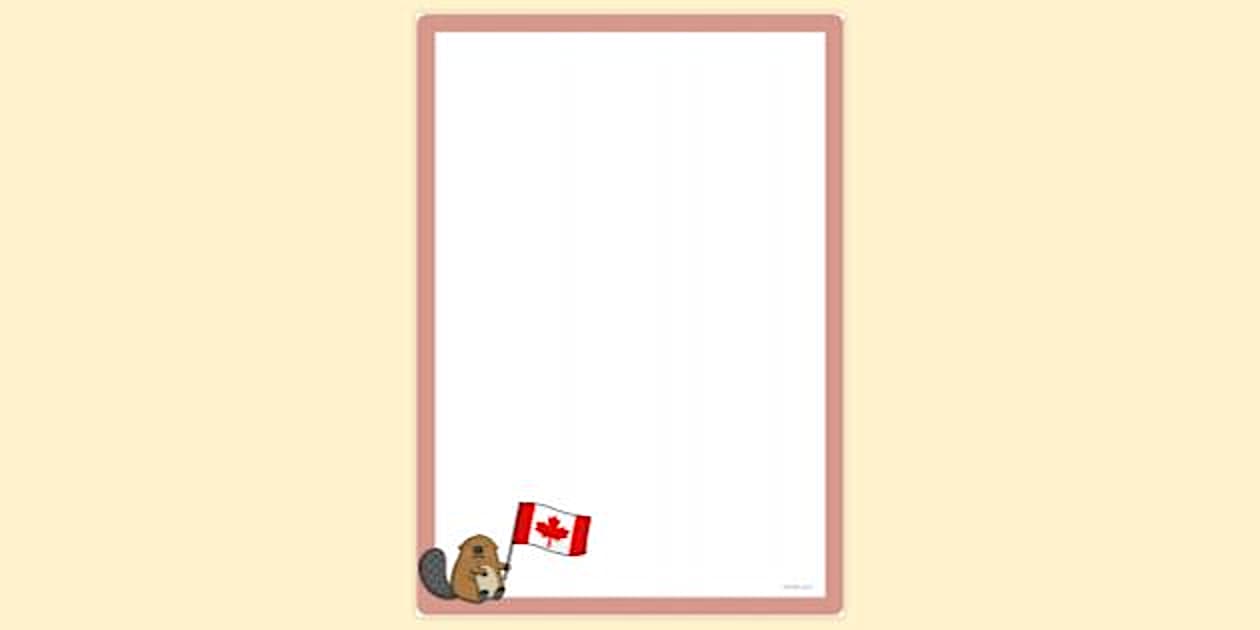 Beaver with Canadian flag page border (Hecho por educadores)
