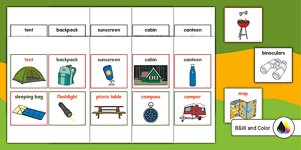 Campground Dramatic Play Labels