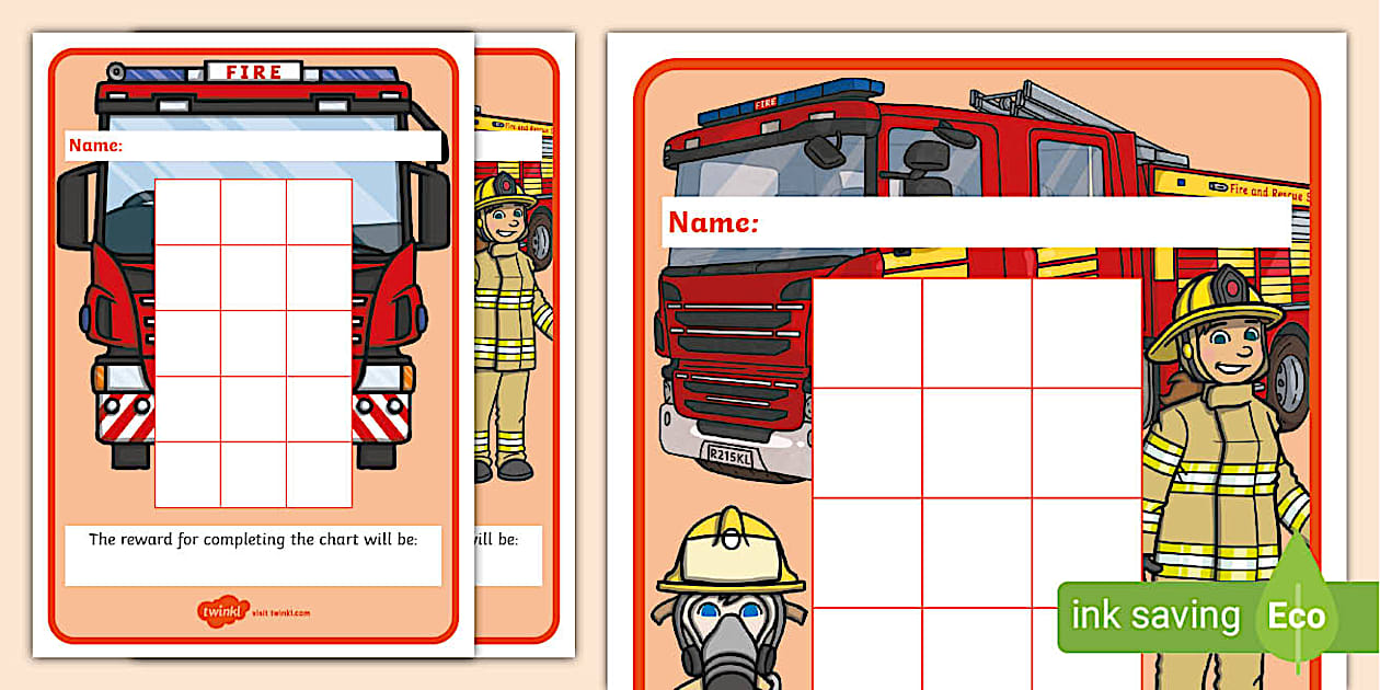 Firefighter Sticker Reward Charts - Firefighter Sticker Stamp Reward Chart