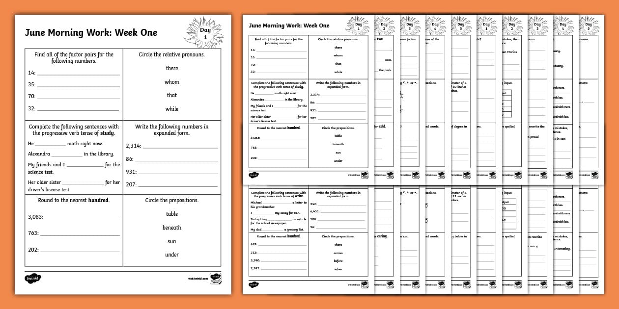 Fourth Grade June Morning Work Bundle (teacher made)