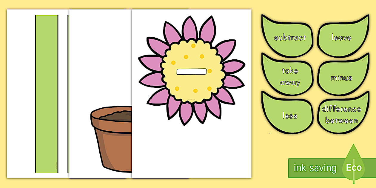Math Subtraction Flower Cutouts (teacher made) - Twinkl