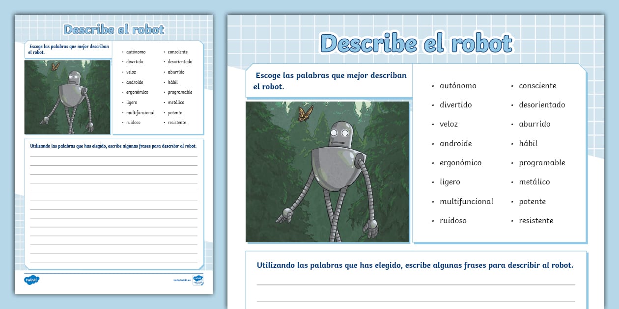 Ficha de actividad: Describe el robot (teacher made)