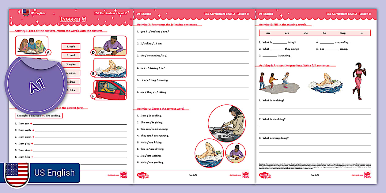 ESL Curriculum (US-English) Level 2, Lesson 8 Worksheet