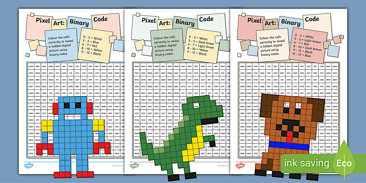 KS2 Pixel Art: Binary Code (teacher made) - Twinkl