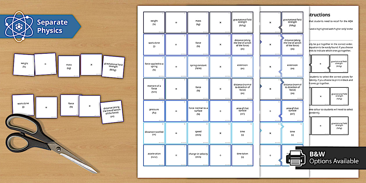 AQA Separate Physics Equation Jigsaws (teacher made)