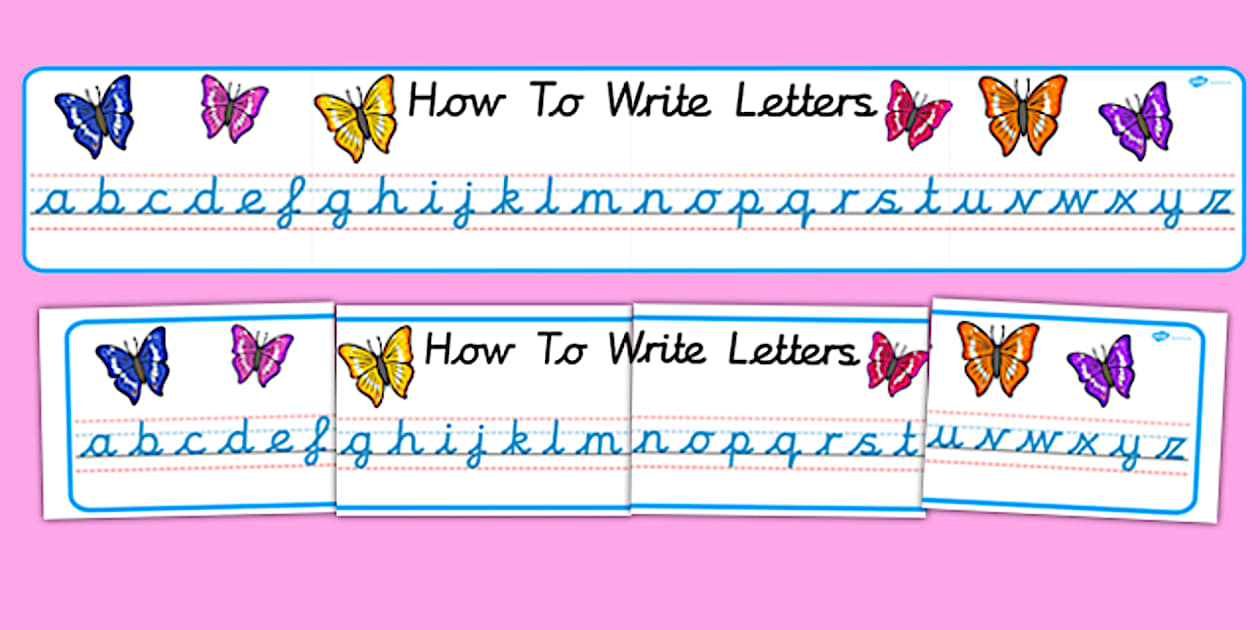 Cursive Alphabet Display Banner (Butterfly) - Twinkl