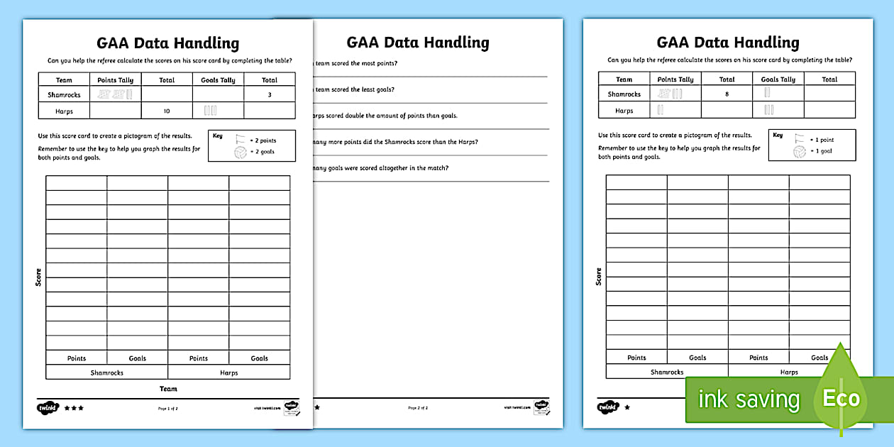 GAA Score Card Pictogram Differentiated Worksheet / Worksheet