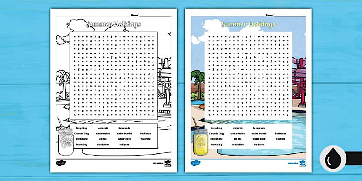 Summer Holidays Word Search Gr. 6