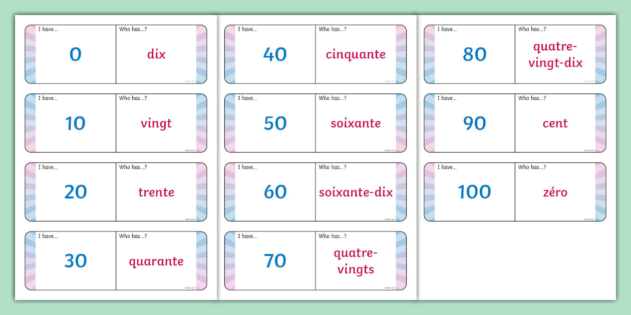 👉 0-100 in 10s French Number Cards - Twinkl