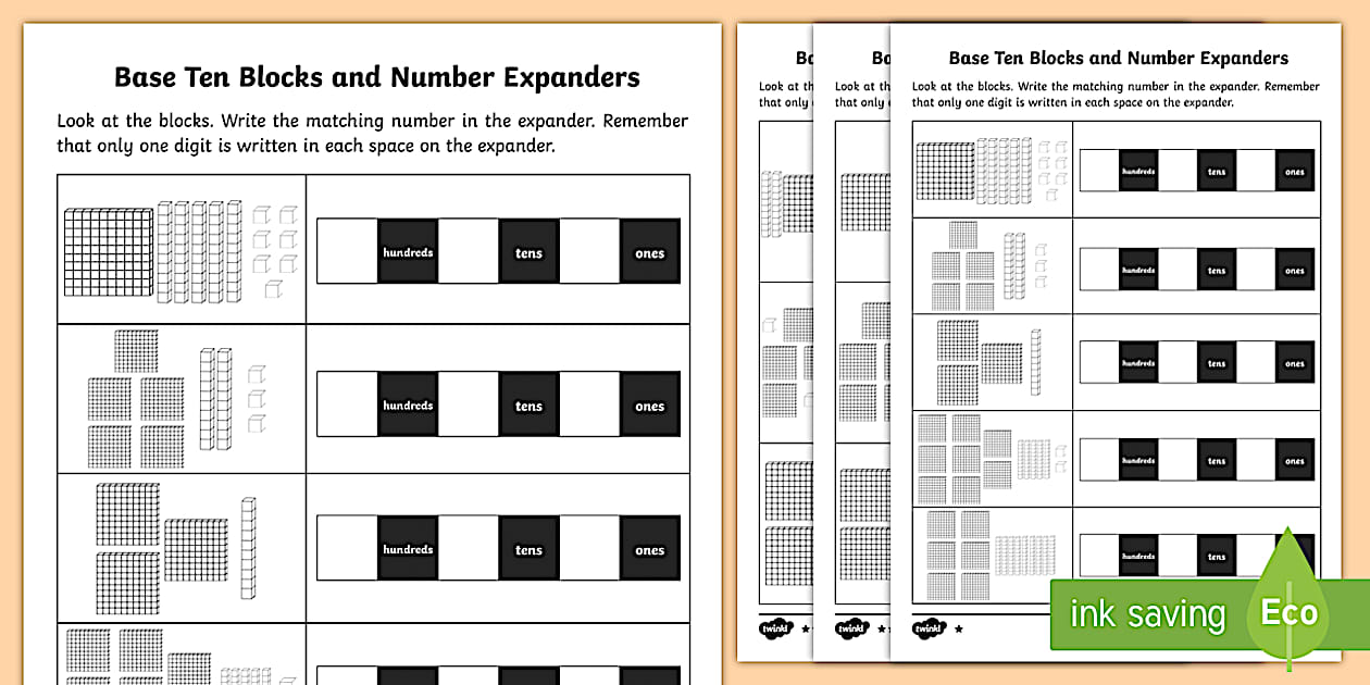 TAS Number Expanders and Base Ten Blocks Differentiated Worksheets
