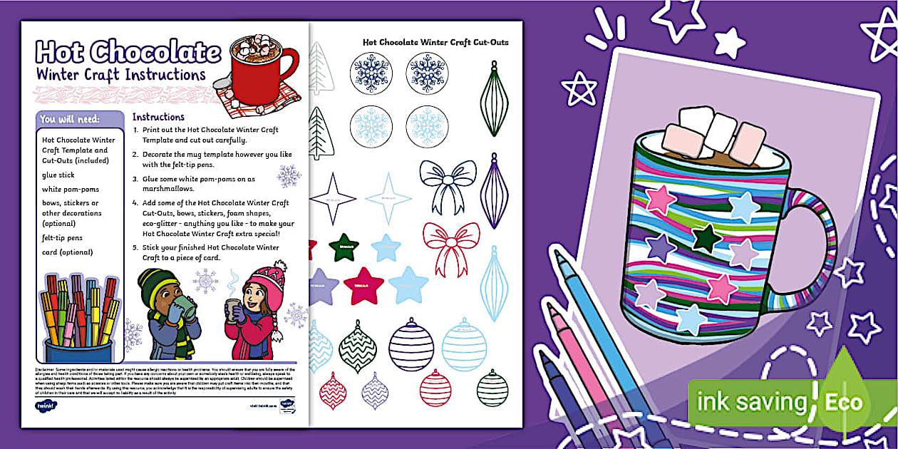 Hot Chocolate Winter Craft Instructions (teacher made)