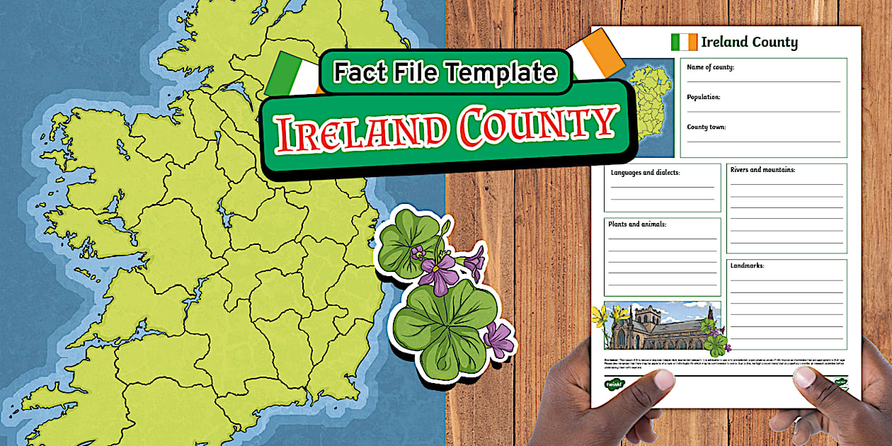 Ireland County Fact File Template (teacher made) - Twinkl