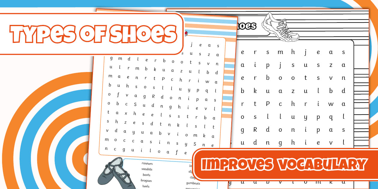 Types of Shoe Word Search - Twinkl Australia