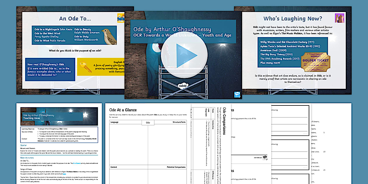 Editable GCSE Poetry Lesson Pack to Support Teaching on 'Ode' by Arthur