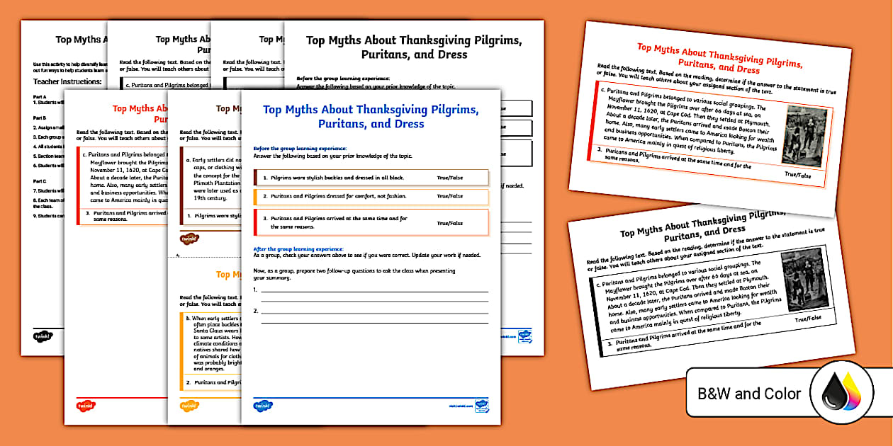 Myths about Pilgrims | Thanksgiving | Twinkl USA - Twinkl