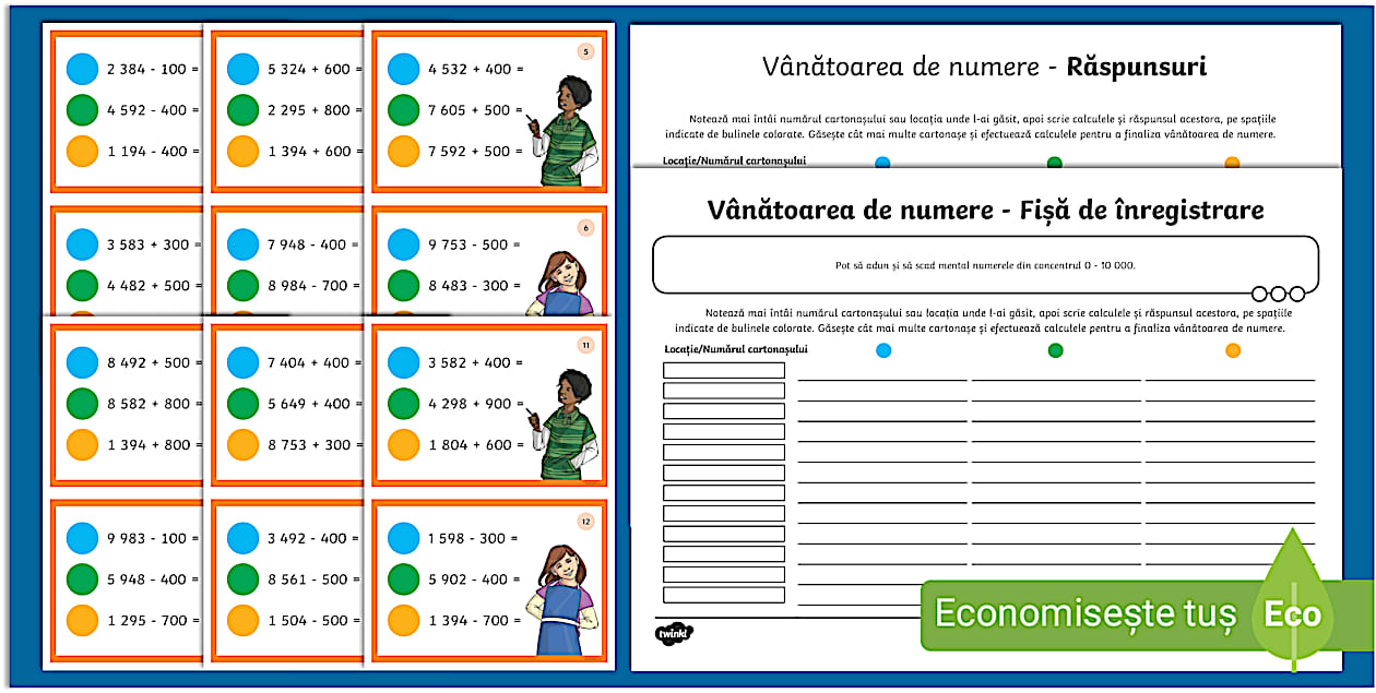 Jocuri cu adunări și scăderi - Clasa a III-a | Twinkl RO