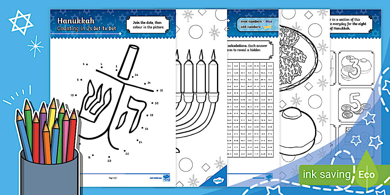 Hanukkah Colouring Activities (Ages 5 - 7) (teacher made)