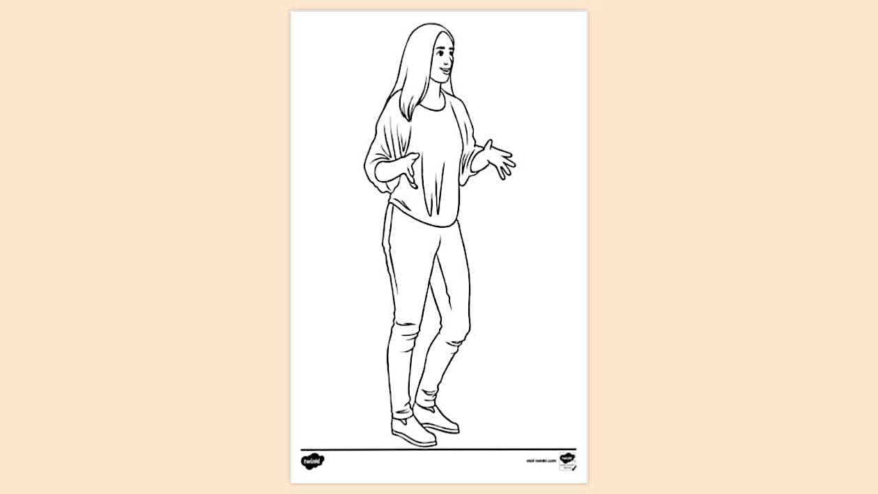 Teenage Girl Speaking Colouring | Colouring Sheets - Twinkl