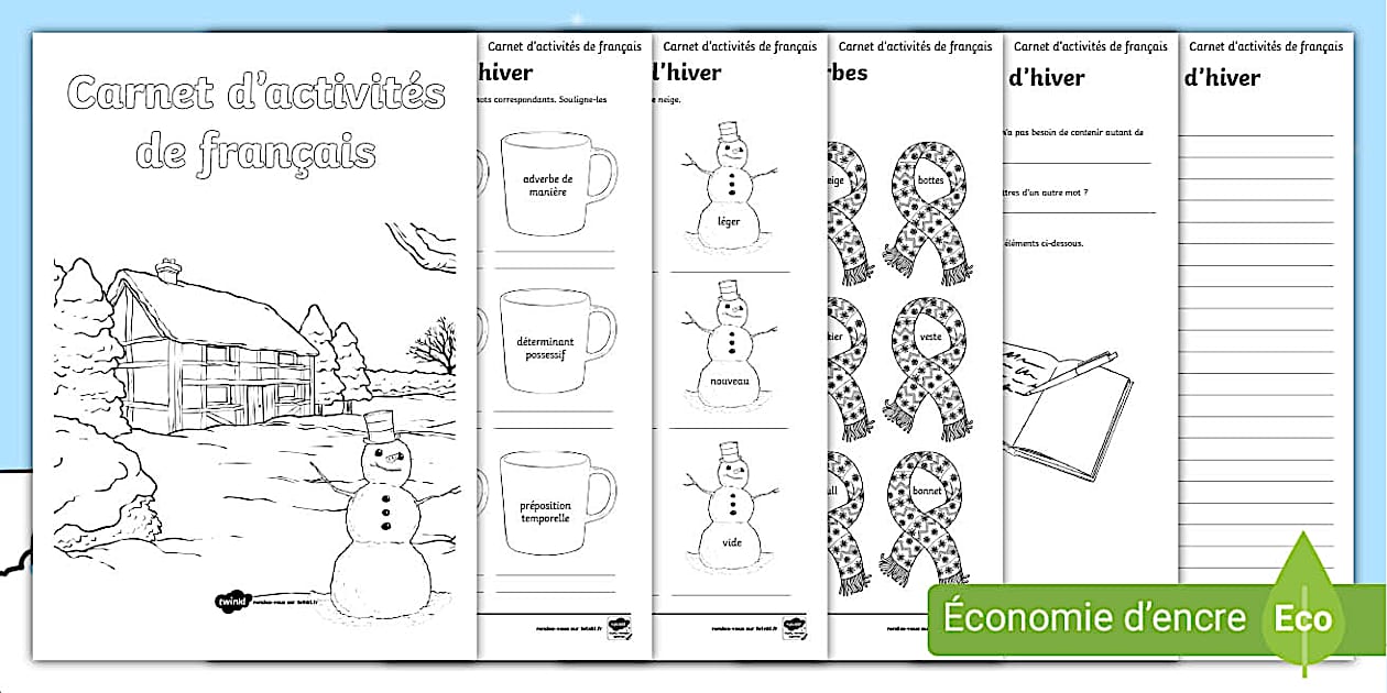 Carnet d'activités de français sur le thème de l'hiver