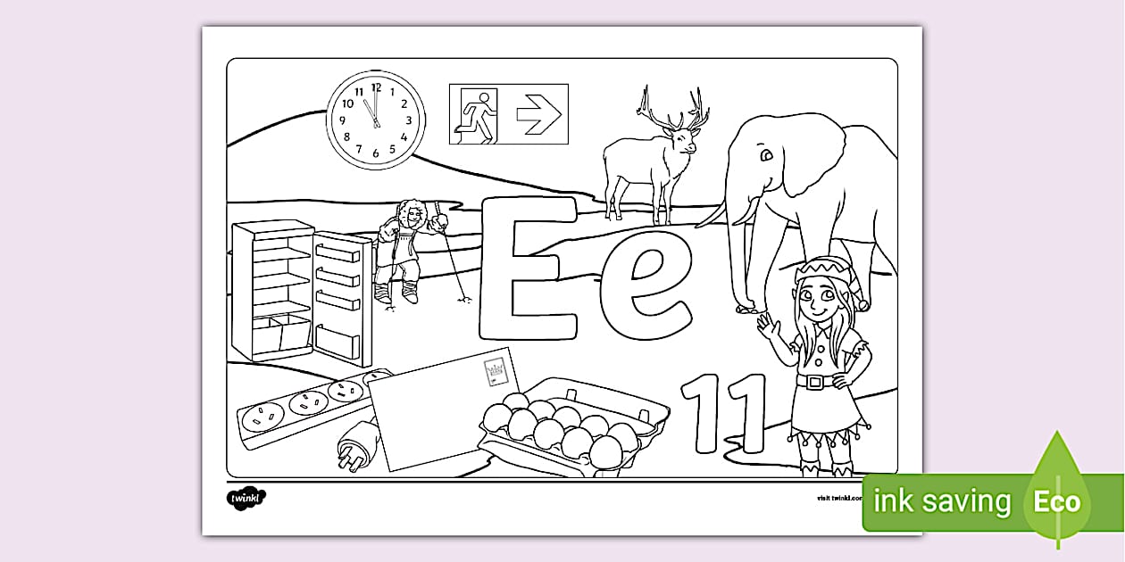 E Sound Loaded Colouring Sheet (teacher made) - Twinkl