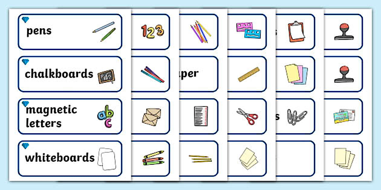 Sapphire Blue Themed Editable Writing Area Resource Labels