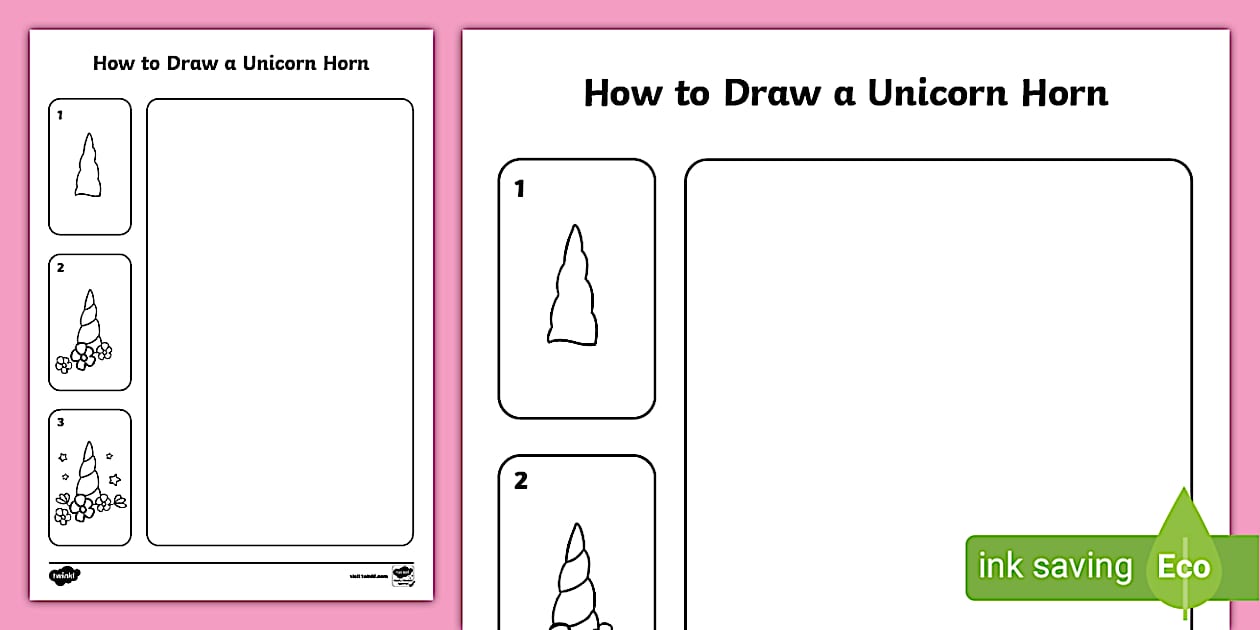 How to Draw a Unicorn Horn Worksheet | Twinkl | Art | KS1