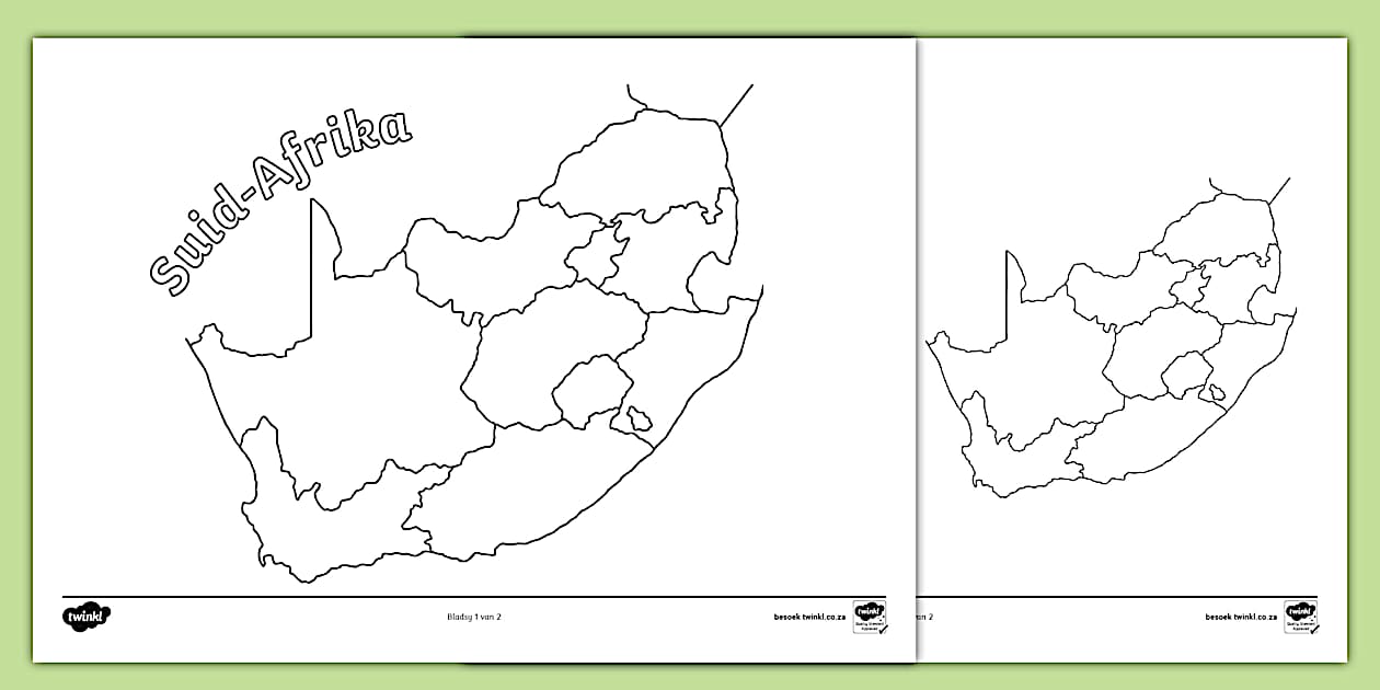 Kaart van Suid-Afrika Buitelyne Werkkaart - Twinkl