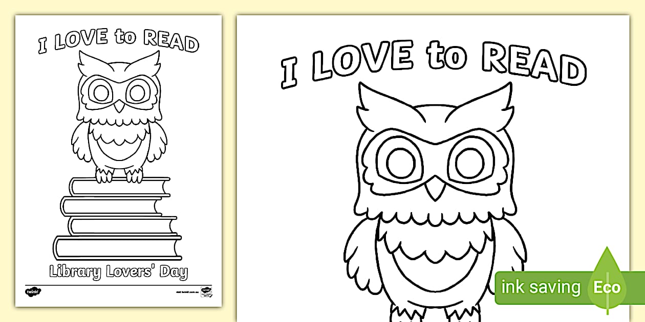 Library Lovers' Day Book Owl Colouring (teacher made)