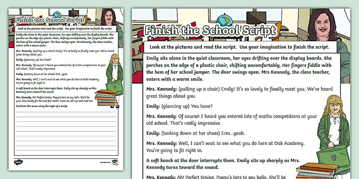 Finish the School Script - Script Writing English - Twinkl