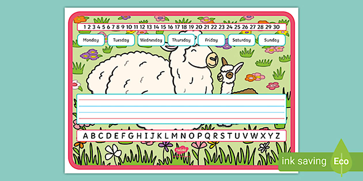 Llama Desk Mat (teacher made) - Twinkl