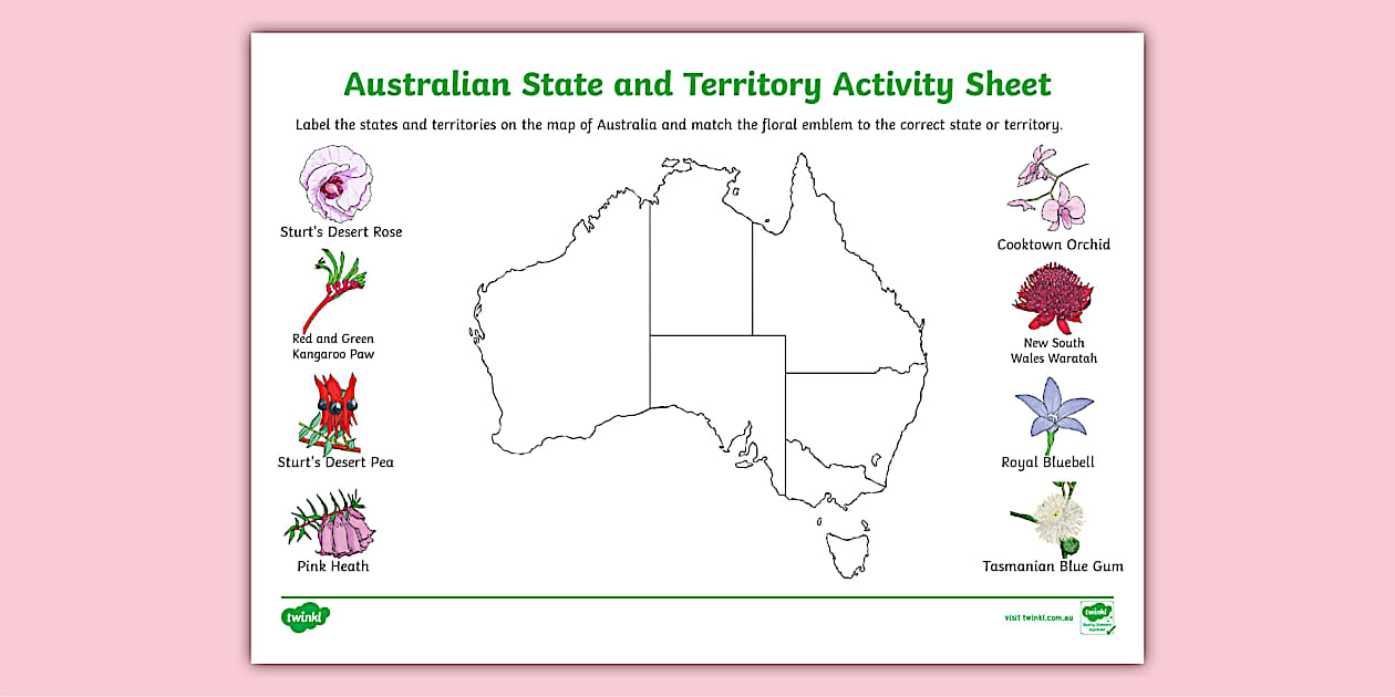 SA Australian State and Territory Floral Emblem Worksheet